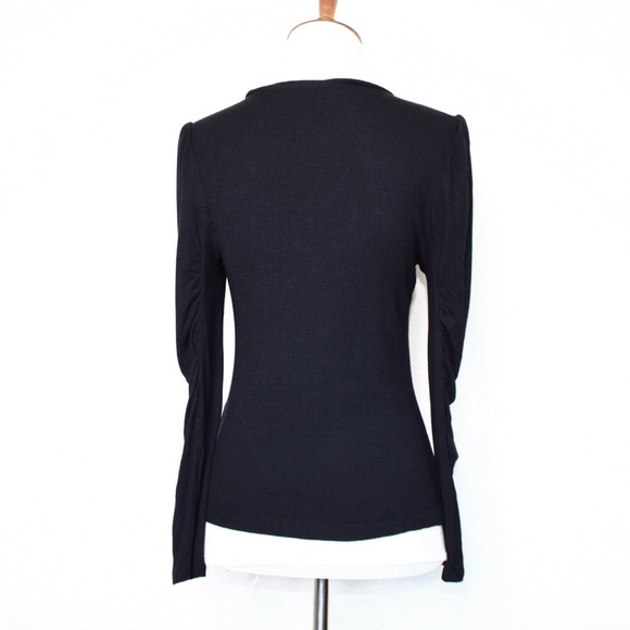Bar III | Tops | Bar Iii Black Ruched Sleeve Ribbed Knit Top Medium ...